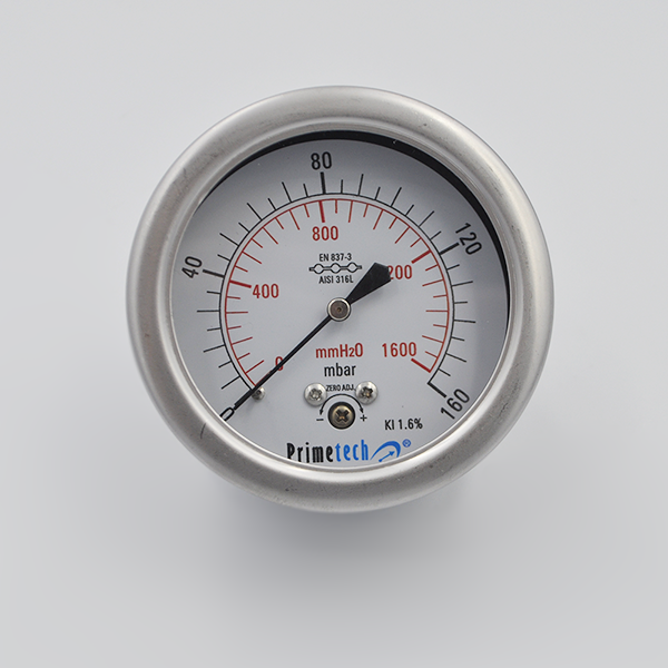 Manómetro Cápsula DN63 INOX TOTAL 0-160 mbar/ mmH2O post 1/4″ Npt ...